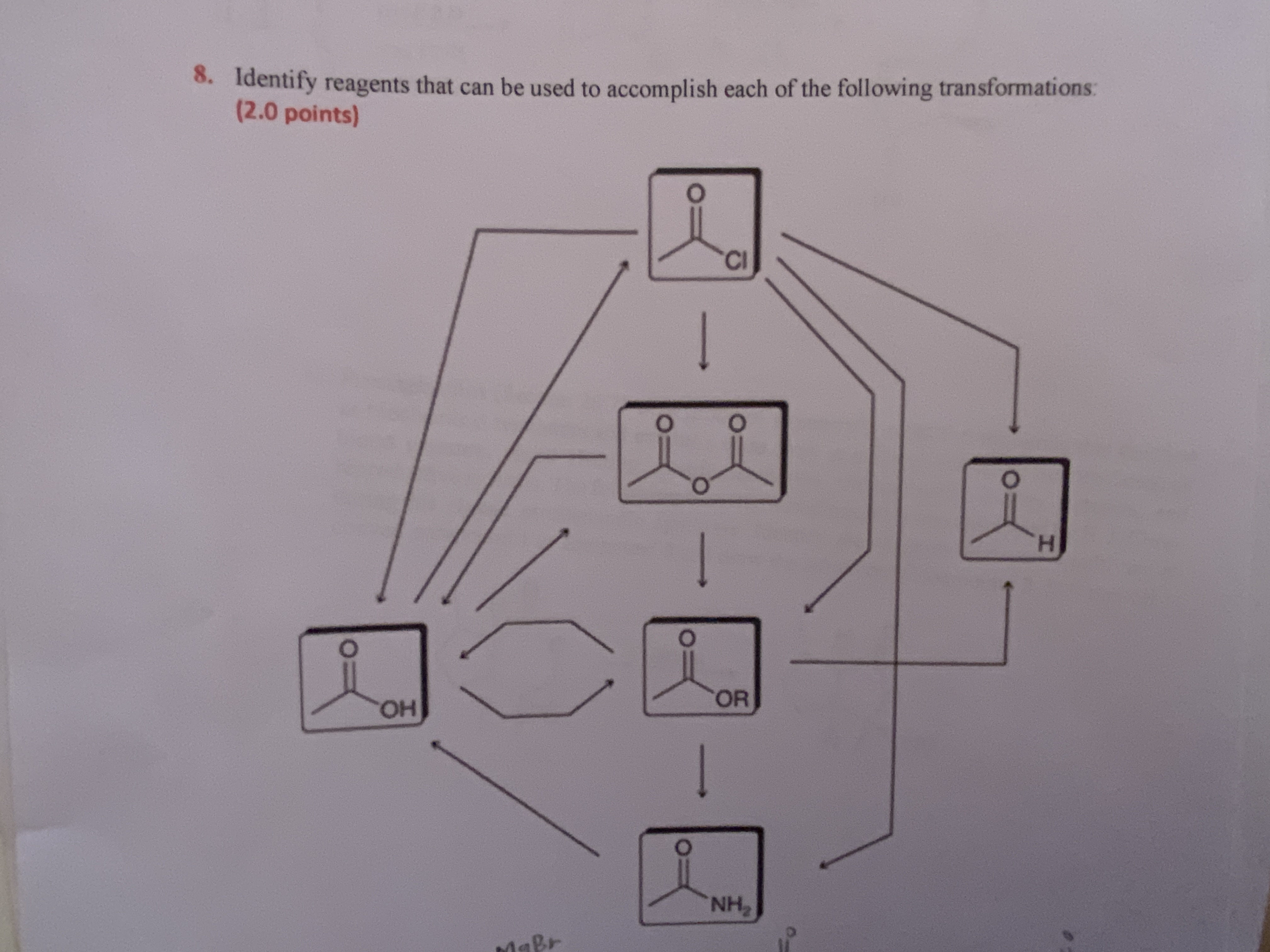 Solved 8. Identify reagents that can be used to accomplish | Chegg.com