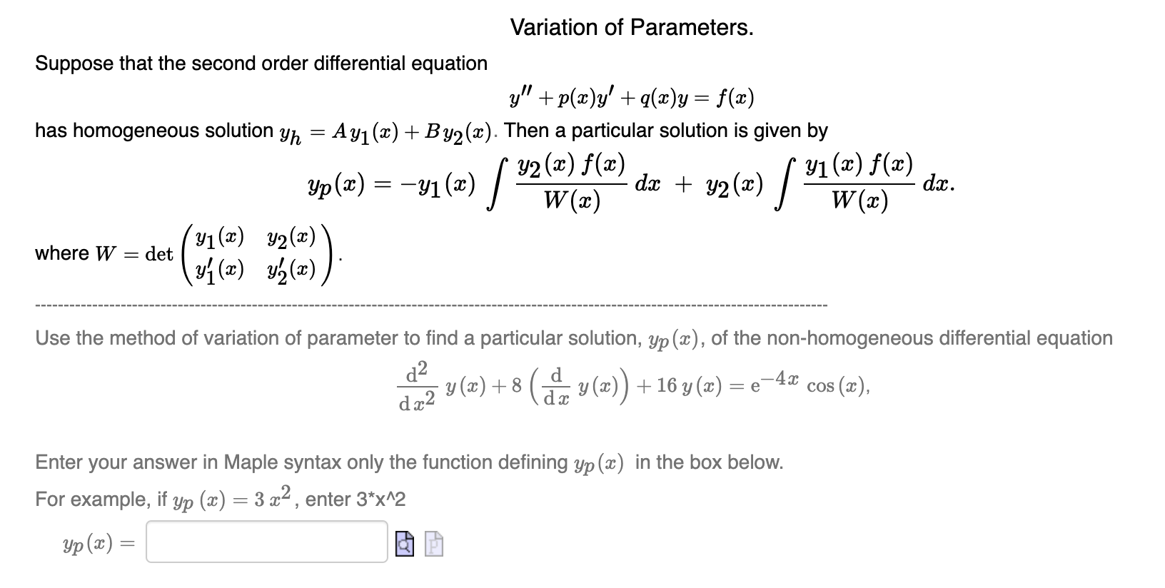 Solved Suppose that the second order differential equation | Chegg.com