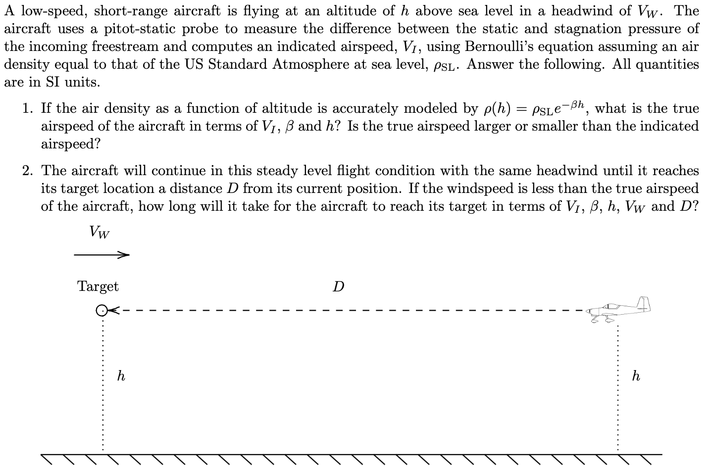 Solved A low-speed, short-range aircraft is flying at an | Chegg.com