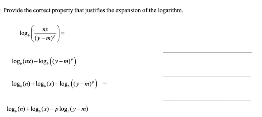 Solved Provide the correct property that justifies the | Chegg.com