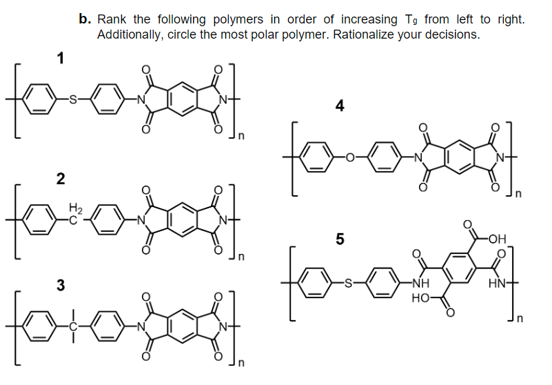 Solved b. Rank the following polymers in order of increasing | Chegg.com
