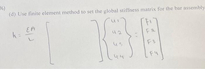 Solved (d) Use finite element method to set the global | Chegg.com