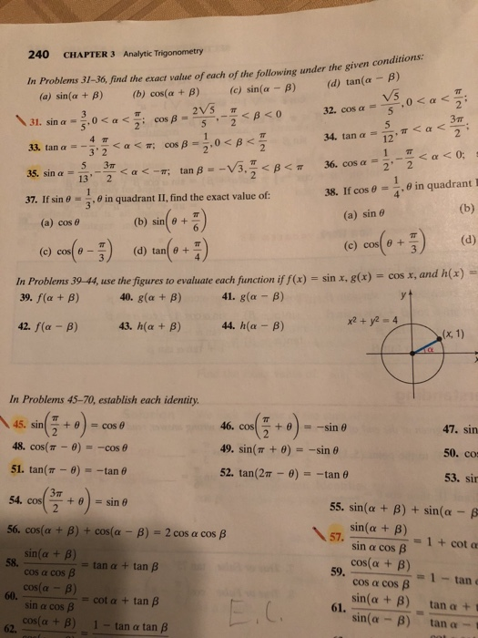 Solved 240 CHAPTER 3 Analytic Trigonometry In Problems | Chegg.com