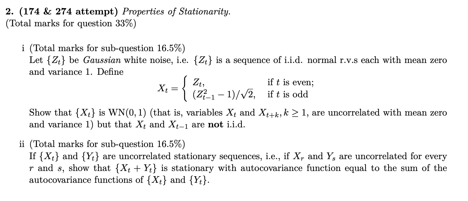 Solved 2. (174 \& 274 attempt) Properties of Stationarity. | Chegg.com