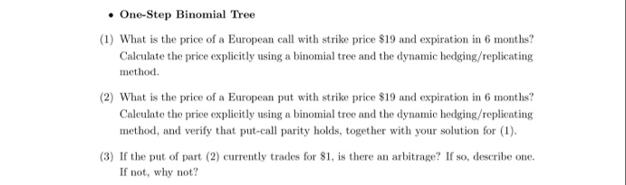 Question 4: One-Step and Two-Step Binomial Trees for | Chegg.com Question 4: One-Step and Two-Step Binomial Trees for | Chegg.com