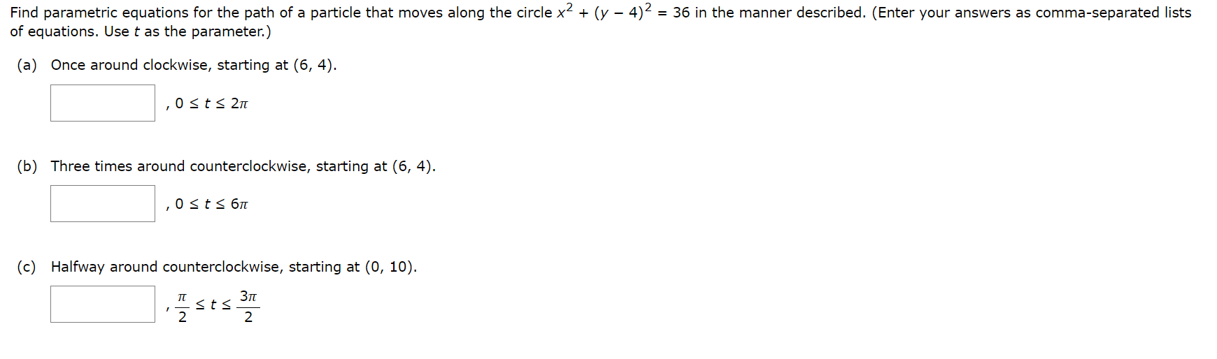 Solved Find parametric equations for the path of a particle | Chegg.com