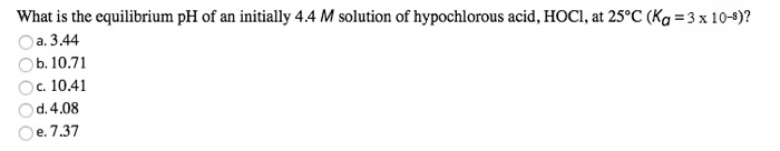 Solved What is the equilibrium pH of an initially 4.4 M | Chegg.com