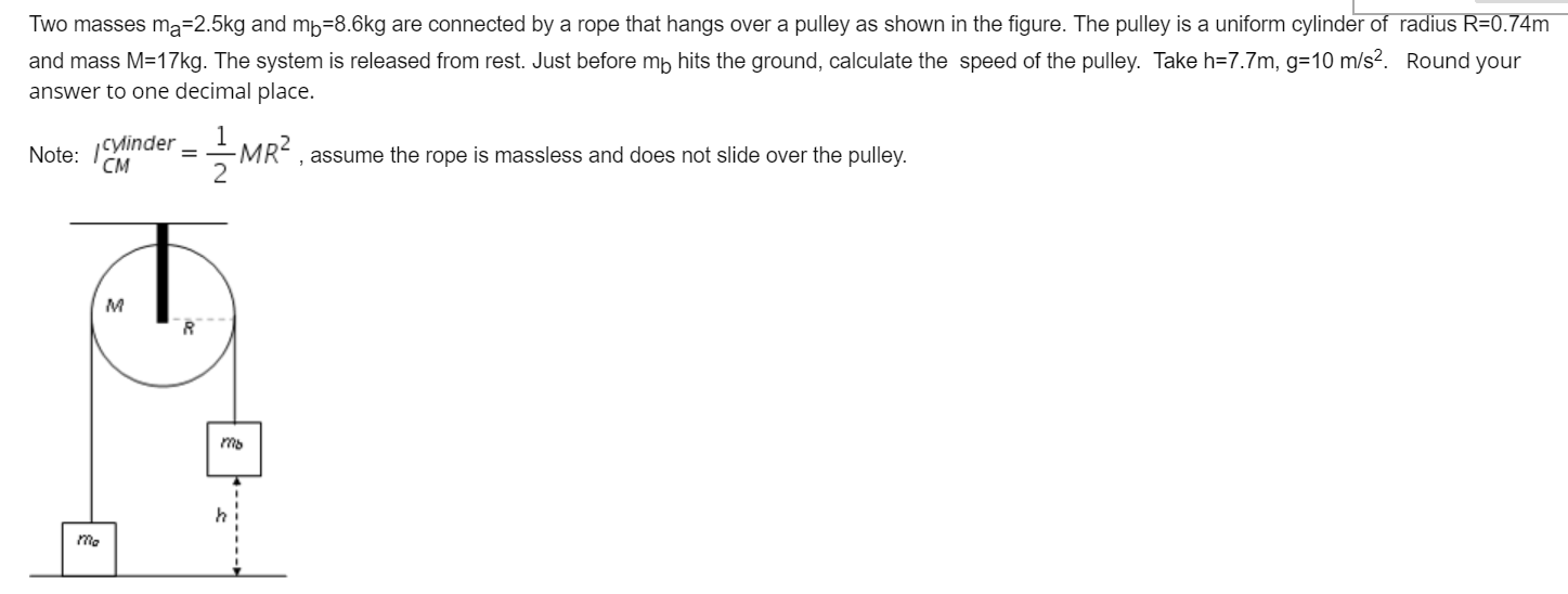 Solved Two Masses Ma 2 5kg And Mb 8 6kg Are Connected By A