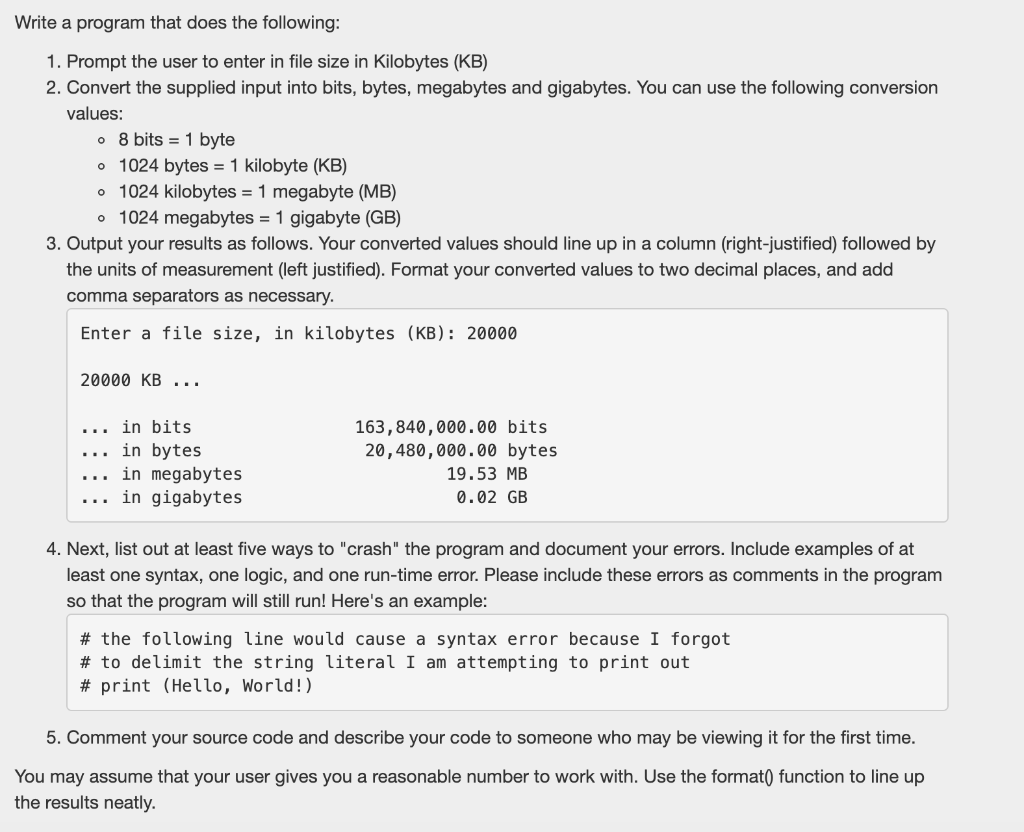 Solved Write A Program That Does The Following 1 Prompt Chegg