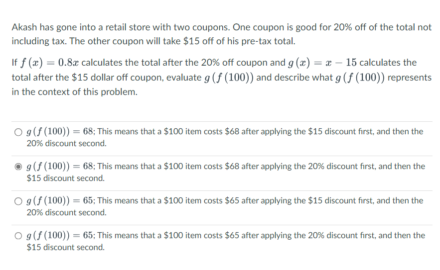 Solved Akash has gone into a retail store with two coupons. | Chegg.com