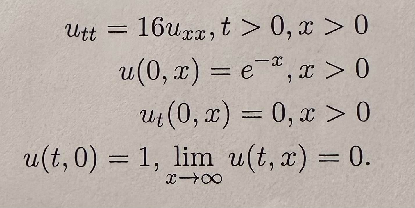 Solved \\( \\begin{array}{r}u_{t t}=16 u_{x x}, t>0, x>0 | Chegg.com