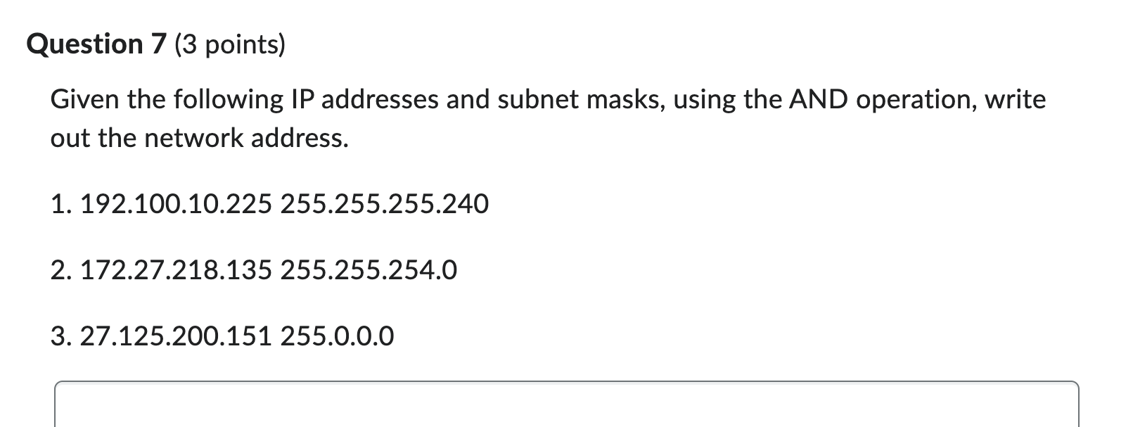 Solved Question / (3 points) Given the following IP | Chegg.com