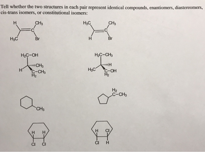 Solved Tell whether the two structures in each pair | Chegg.com