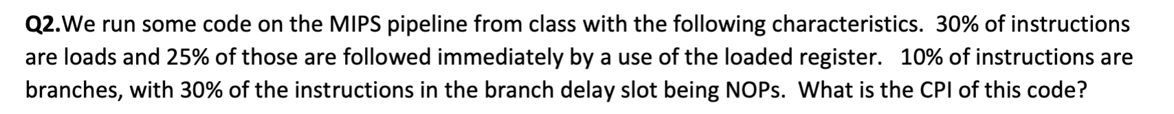 Solved Q2.We run some code on the MIPS pipeline from class | Chegg.com