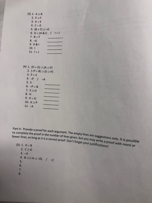 Solved: Part : The Following Proofs Are Complete Except Th... | Chegg.com