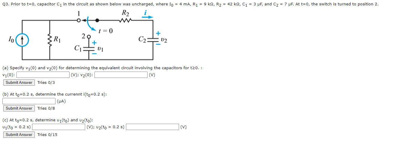 Solved (a) Specify v1(0) and v2(0) for determining the | Chegg.com