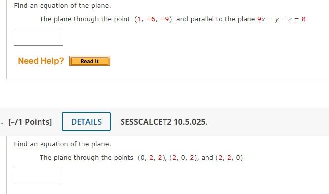 Solved Find an equation of the plane. The plane through the | Chegg.com
