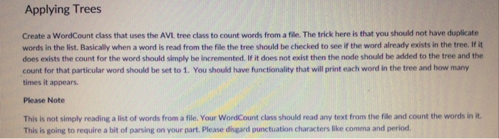 Solved Create a WordCount class that uses the AVL tree class | Chegg.com
