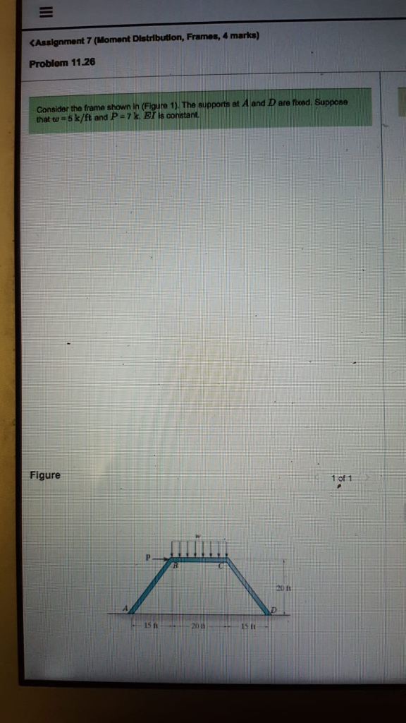 Solved Assignment 7 (Moment Distribution, Frames, 4 marks) | Chegg.com