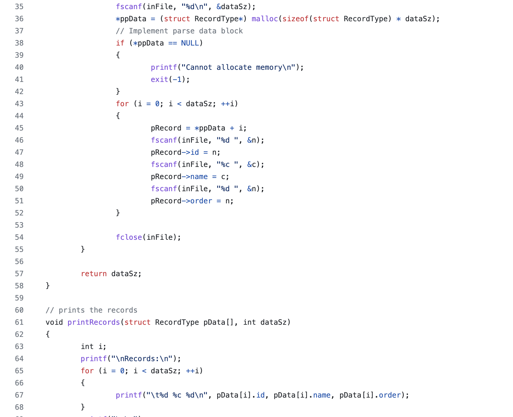 Solved Please fill in the missing code.C program only!!THE | Chegg.com
