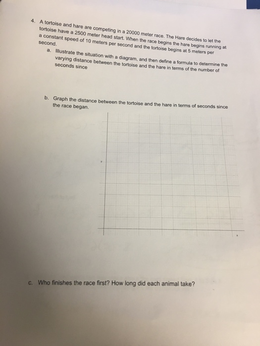 Solved A tortoise and the hare are competing in a 20,000 m | Chegg.com