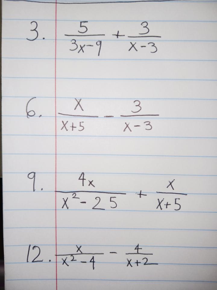 Solved adding and subtracting algebraic fractions with | Chegg.com