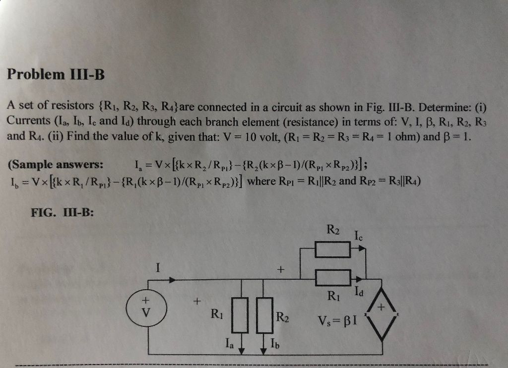 Solved Problem III-B A set of resistors {R1, R2, R3, R4 are | Chegg.com