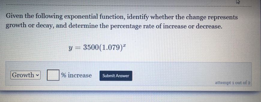 Solved Given the following exponential function, identify | Chegg.com