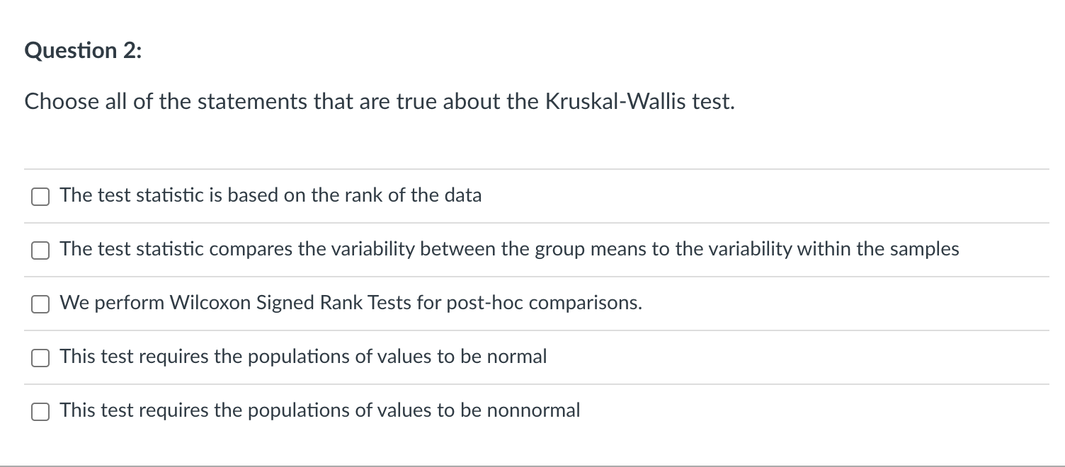 Solved Question 2: Choose all of the statements that are | Chegg.com
