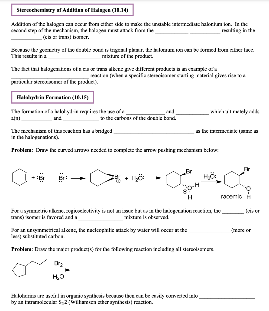Solved Stereochemistry of Electrophilic addition of HX | Chegg.com
