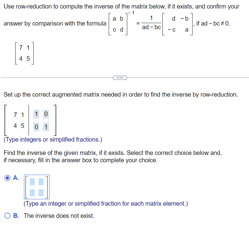 Solved Use row-reduction to compute the inverse of the | Chegg.com