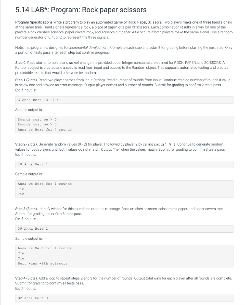 Solved Program Specifications Write a program to play an | Chegg.com
