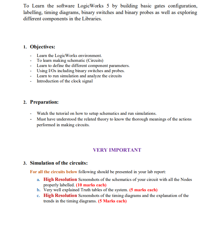 To Learn the software LogicWorks 5 by building basic | Chegg.com