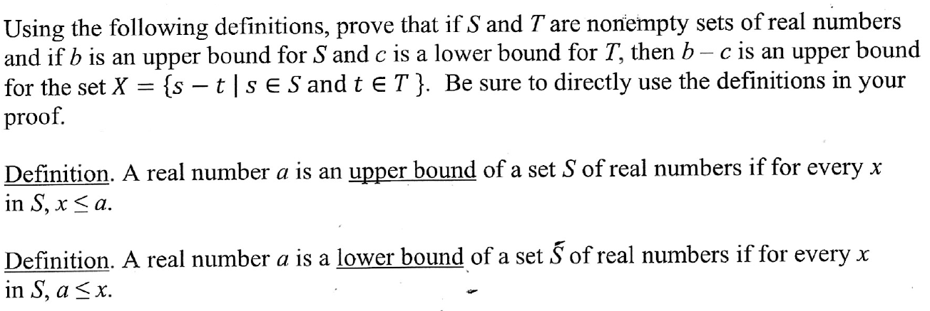 Solved Using the following definitions, prove that if S and | Chegg.com