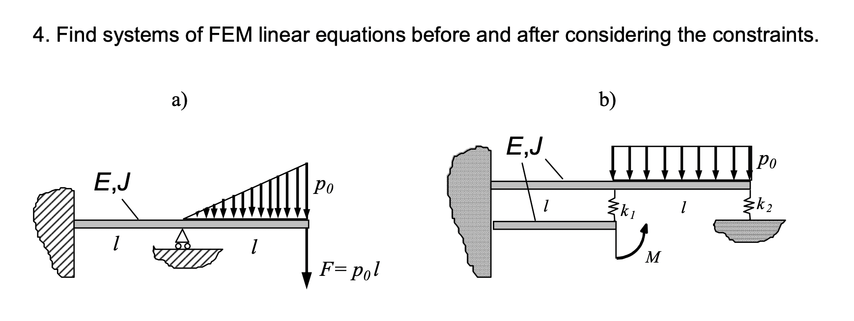 Solved 4. Find systems of FEM linear equations before and | Chegg.com