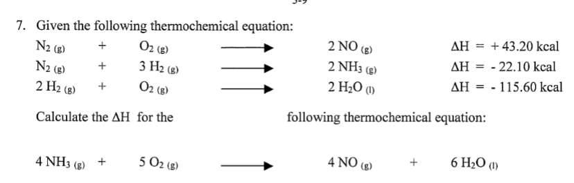 Solved 7. Given the following thermochemical equation: | Chegg.com