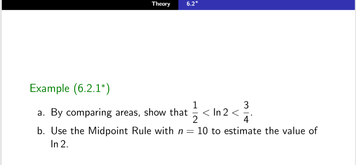 Solved Theory 6.2* Example (6.2.1*) a. By comparing areas, | Chegg.com