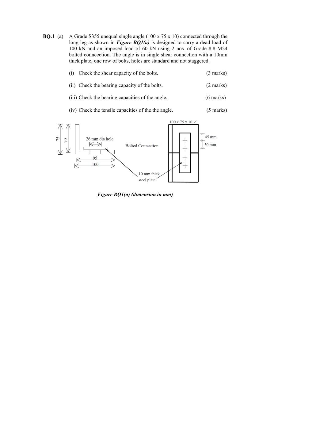 Solved BQ.1 (a) A Grade S355 unequal single angle ( | Chegg.com