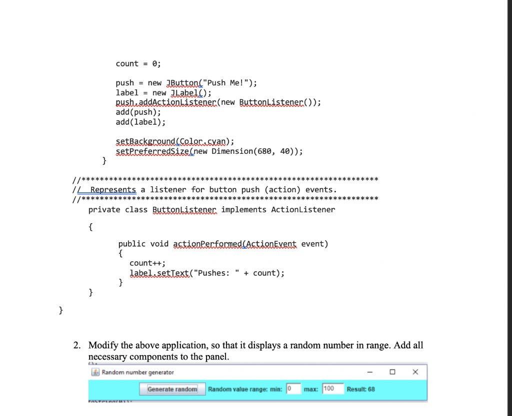 Solved 1. Execute the following PushCounter class and | Chegg.com