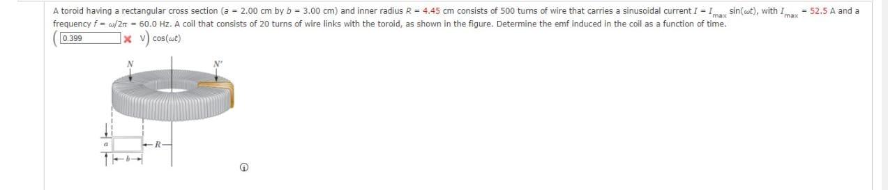 Solved A toroid having a rectangular cross section (a = 2.00 | Chegg.com