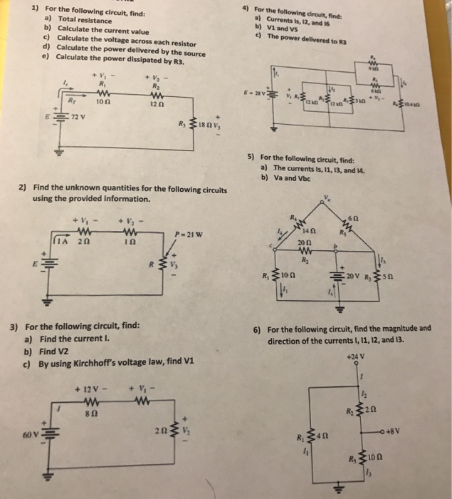 Solved 4) For the following circuit, find: a) Total | Chegg.com