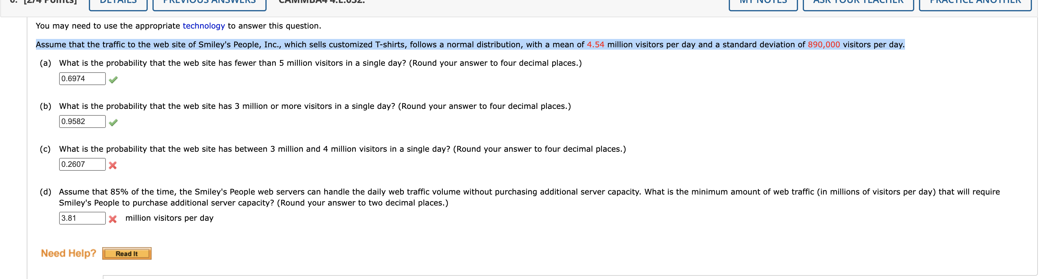 Assume that the traffic to the web site of Smiley's | Chegg.com