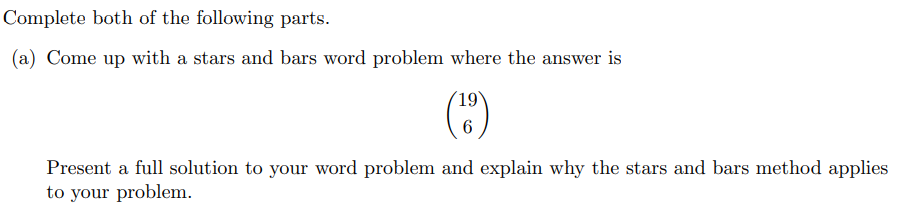 Solved Complete both of the following parts. (a) Come up | Chegg.com