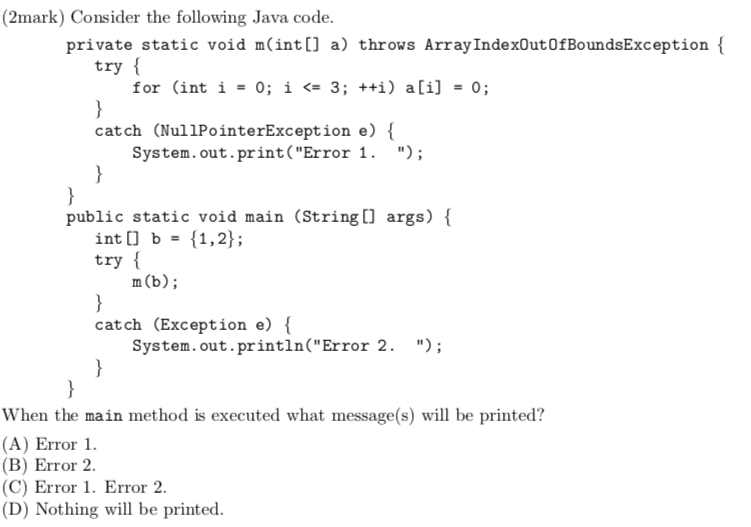Solved (2mark) Consider the following Java code. private | Chegg.com