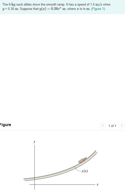 Solved The 8-kg sack slides down the smooth ramp. It has a | Chegg.com