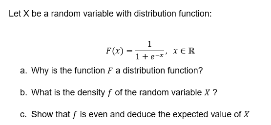 Solved Let X be a random variable with distribution | Chegg.com
