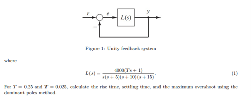 Solved L(s) Figure 1: Unity feedback system where L(s) = | Chegg.com