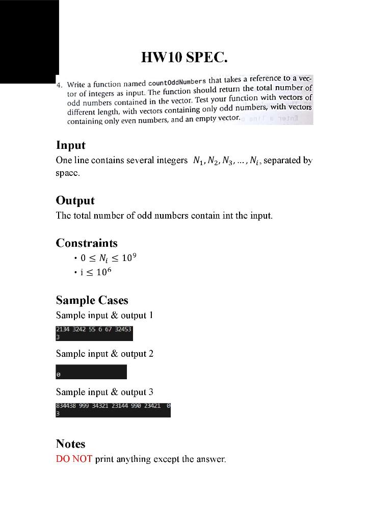 Solved HW10 SPEC. 4. Write a function named count 0ddNumbers | Chegg.com