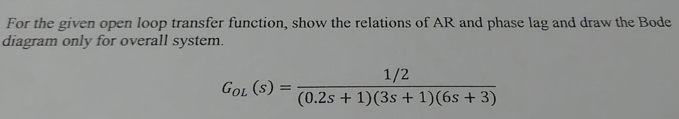 Solved For the given open loop transfer function, show the | Chegg.com