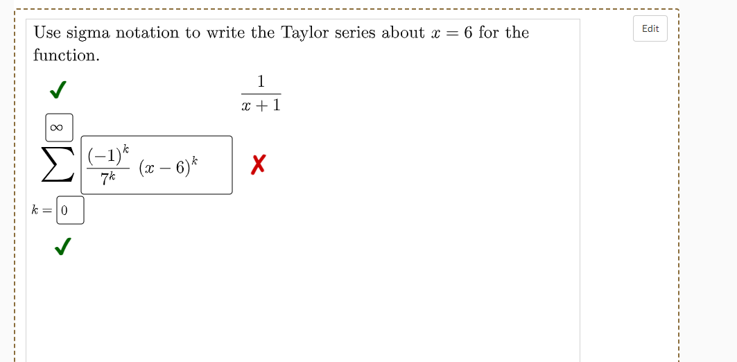 Solved Use sigma notation to write the Taylor series about | Chegg.com